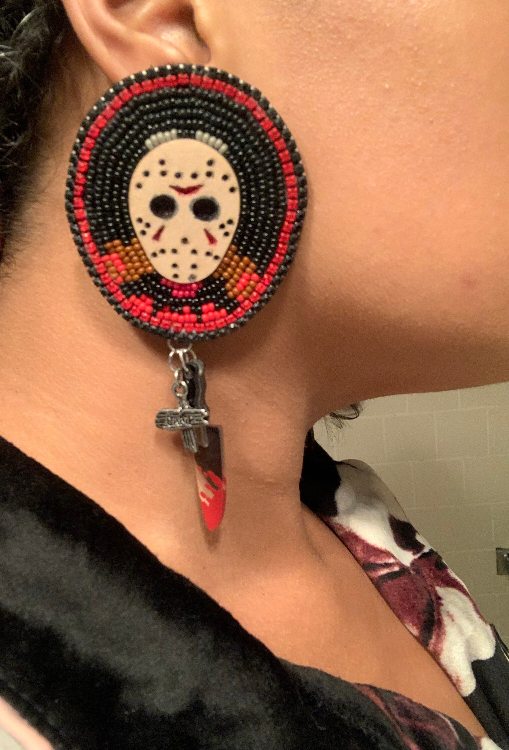 Indigenous Jason Friday the 13th Post Earrings - Etsy