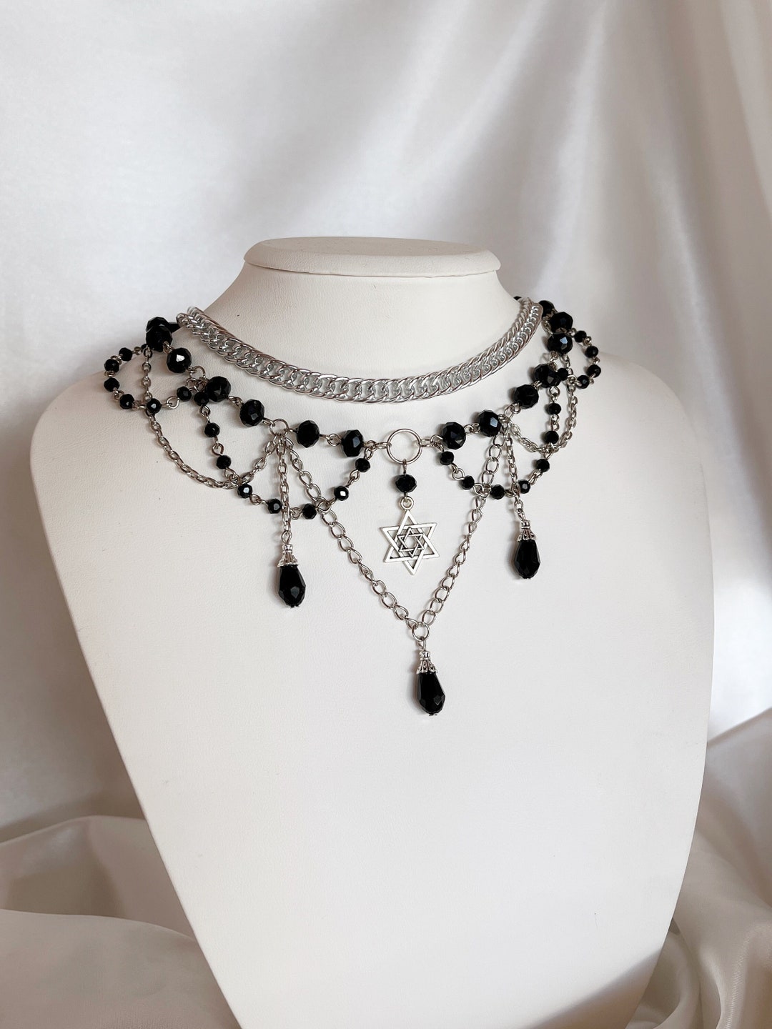 Star of David Necklace, Goth Choker, Grunge Jewelry, Jewish Star ...