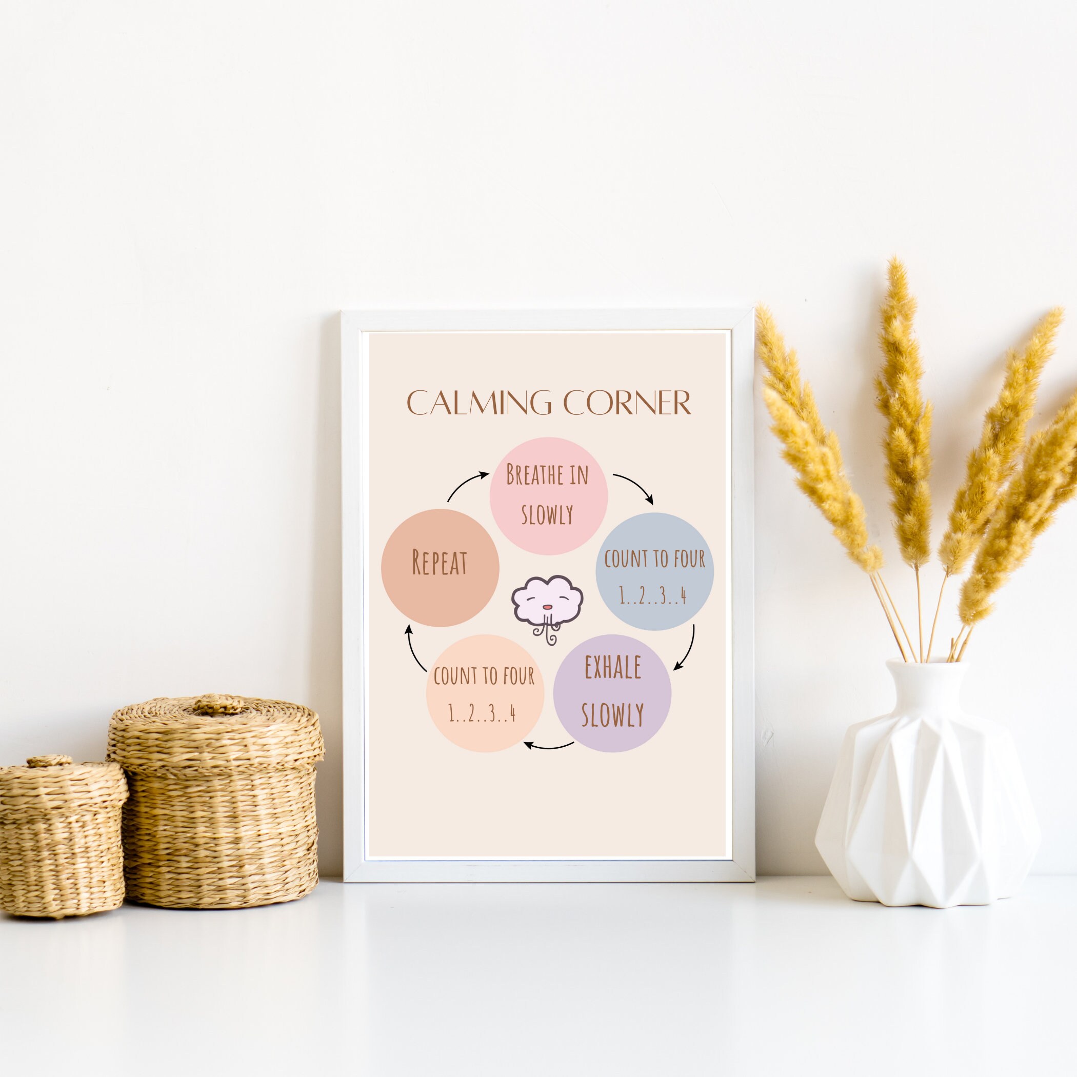 Therapist Calming Corner Office Decor Deep Breathing Wall - Etsy
