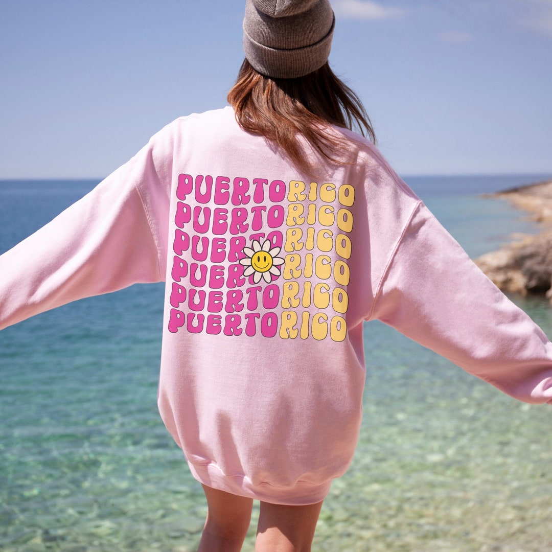 Puerto Rico Travel Sweatshirt Words on Back Hoodie Puerto Rico ...