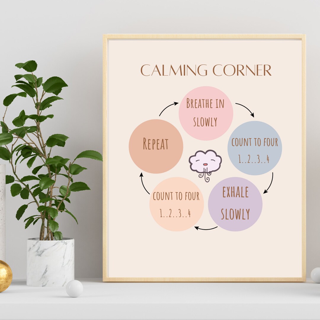 Therapist Calming Corner Office Decor, Deep Breathing Wall Art, School ...