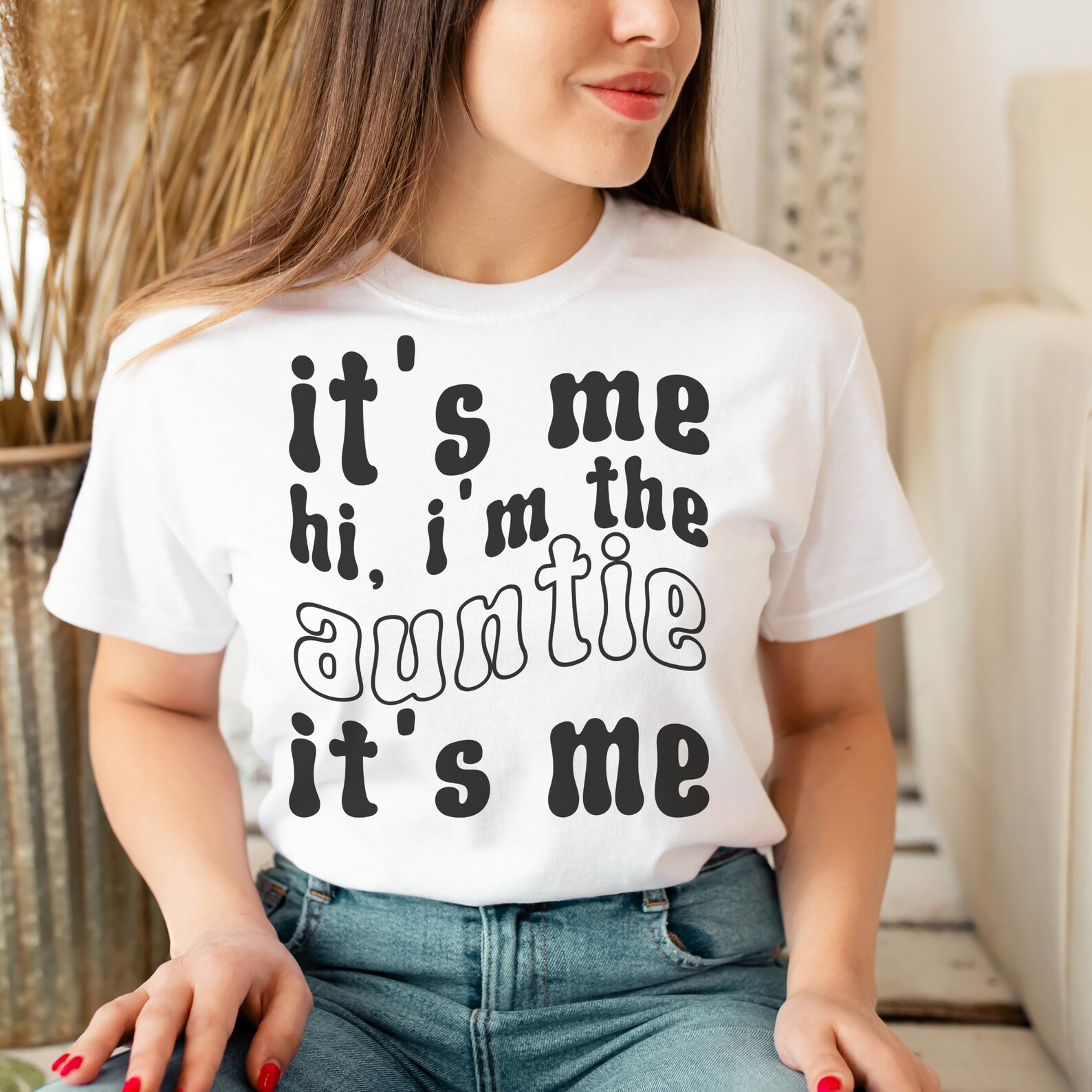 It's Me, Hi Shirt Auntie Shirt Gift for Aunt Aunt Funny Pregnancy Shirt ...