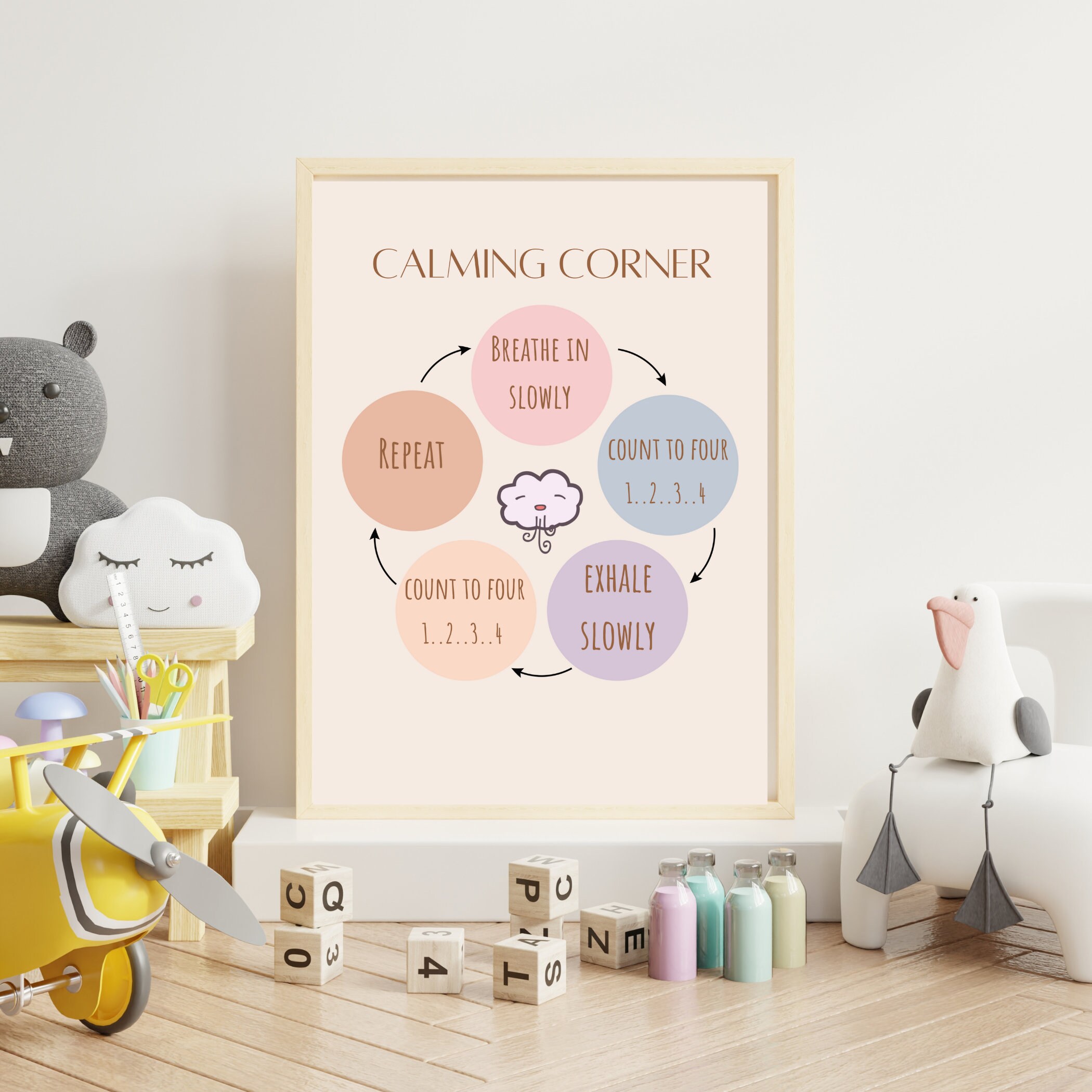 Therapist Calming Corner Office Decor Deep Breathing Wall - Etsy