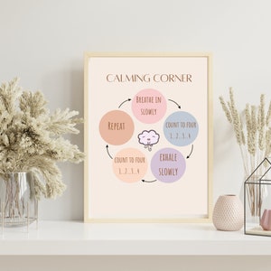 Therapist Calming Corner Office Decor, Deep Breathing Wall Art, School ...