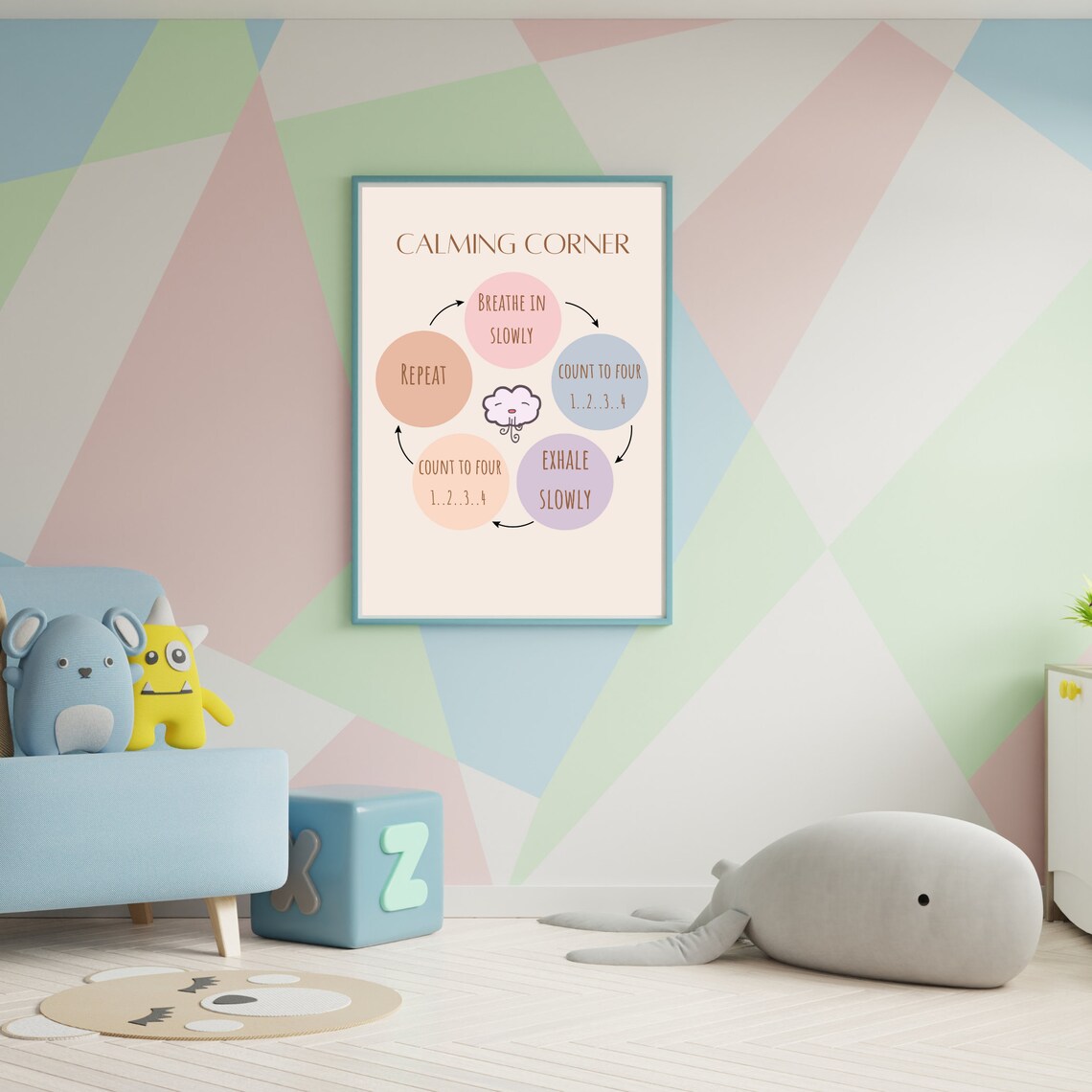 Therapist Calming Corner Office Decor Deep Breathing Wall - Etsy