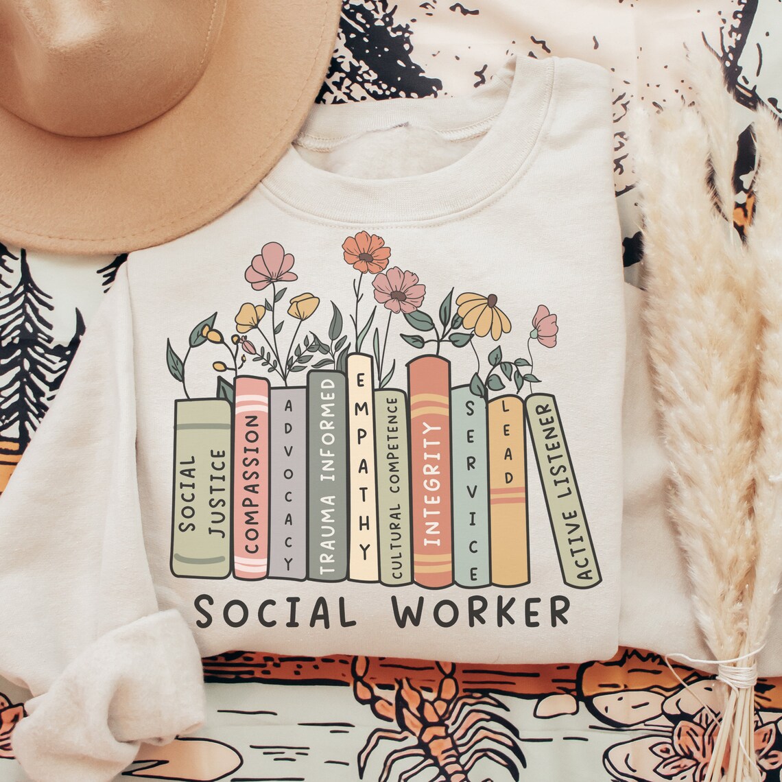 Retro Floral Social Worker Sweatshirt: LCSW Gift, Social Justice ...