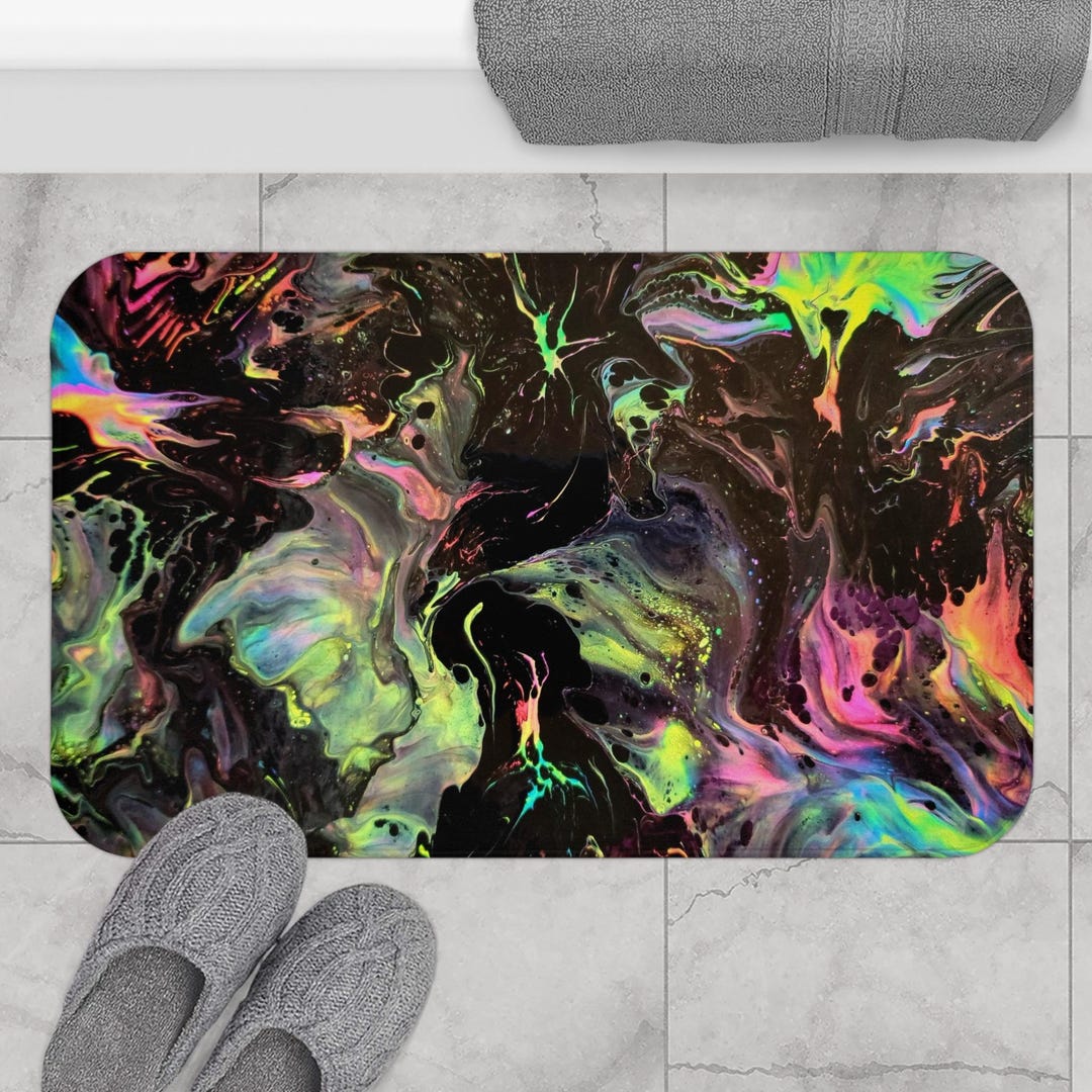 Mrose Art Inspired Colorful Abstract Bath Mat - Vibrant Bathroom Decor ...