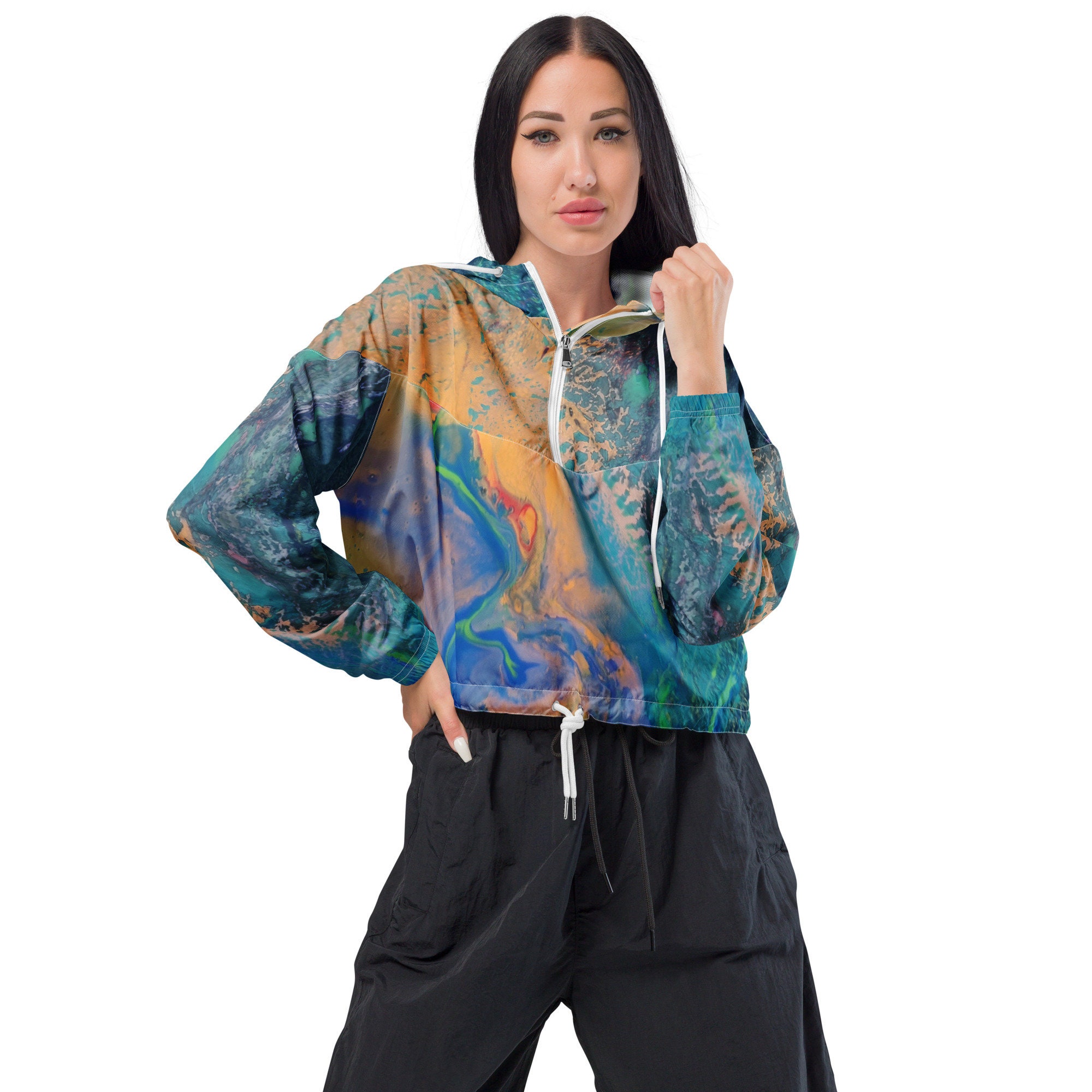 Mrose Art Under Current Original Abstract Art Inspired Women’s Cropped ...