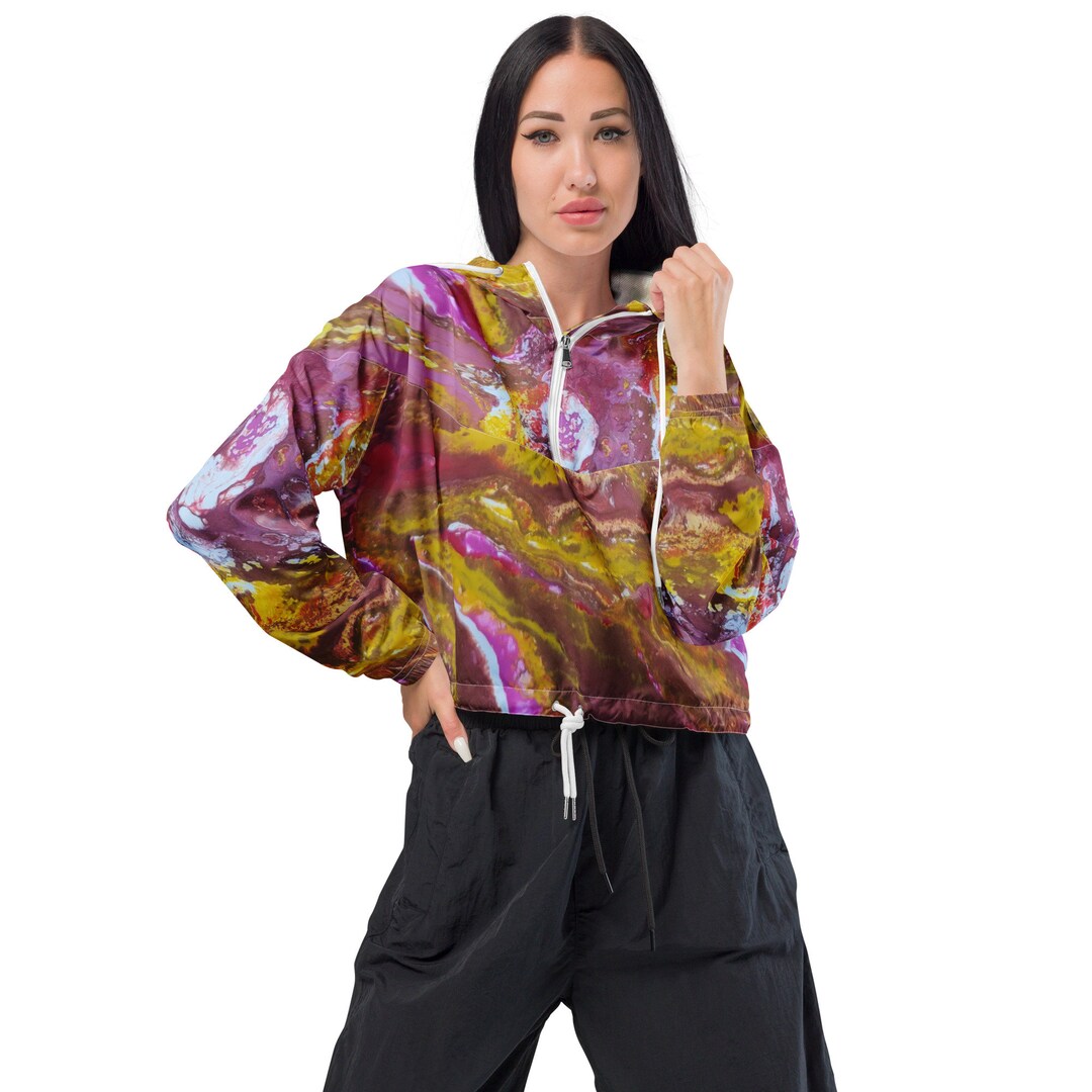 Mrose Art Volcanic Original Abstract Art Women’s Cropped Windbreaker - Etsy