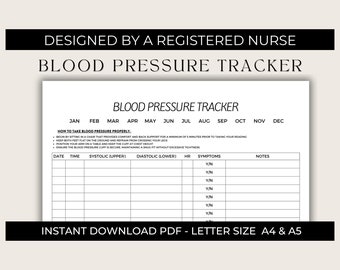 Printable Blood Pressure Monitoring Log, High Blood Pressure Tracker ...