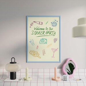 Dinner Party Poster, Dinner Party Print, Kitchen Wall Art, Food Print ...