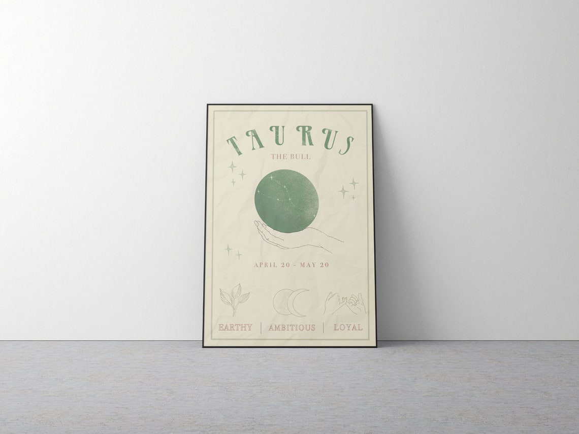 Taurus Zodiac Poster, Zodiac Art, Zodiac Gifts, Astrology Poster, - Etsy
