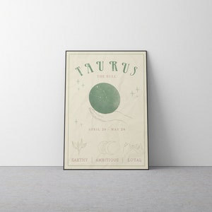 Taurus Zodiac Poster, Zodiac Art, Zodiac Gifts, Astrology Poster, - Etsy