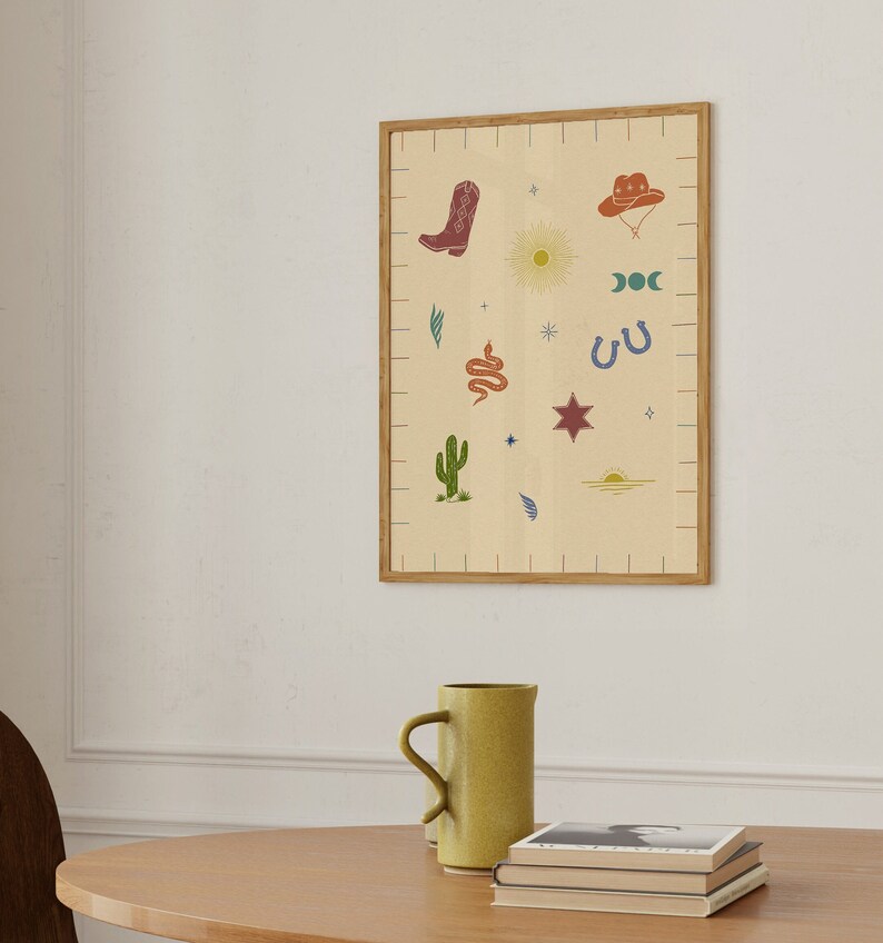 Western Theme Poster, Cowgirl Theme Poster, Wild West Wall Art, Desert ...