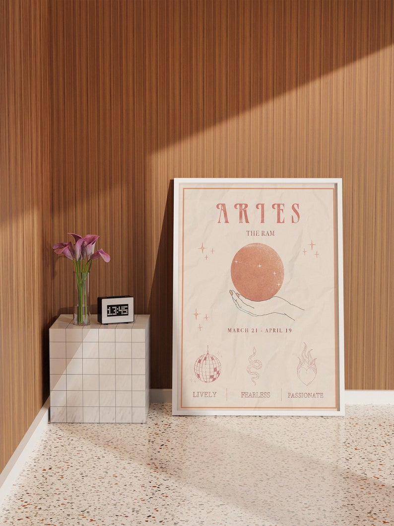 Aries Zodiac Poster, Zodiac Art, Zodiac Gifts, Astrology Poster, - Etsy