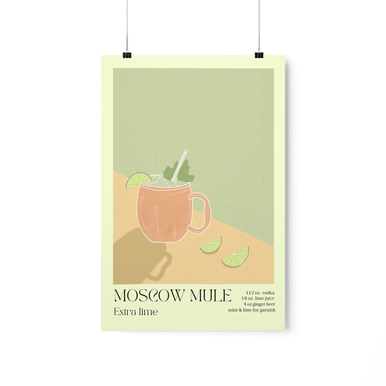 Moscow Mule Poster, Cocktail Poster, Cocktail Recipe Poster, Moscow ...