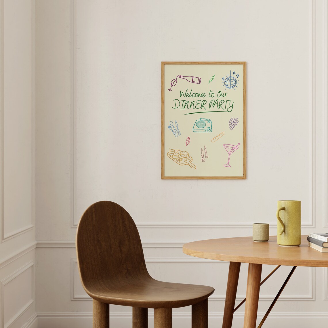 Dinner Party Poster, Dinner Party Print, Kitchen Wall Art, Food Print ...