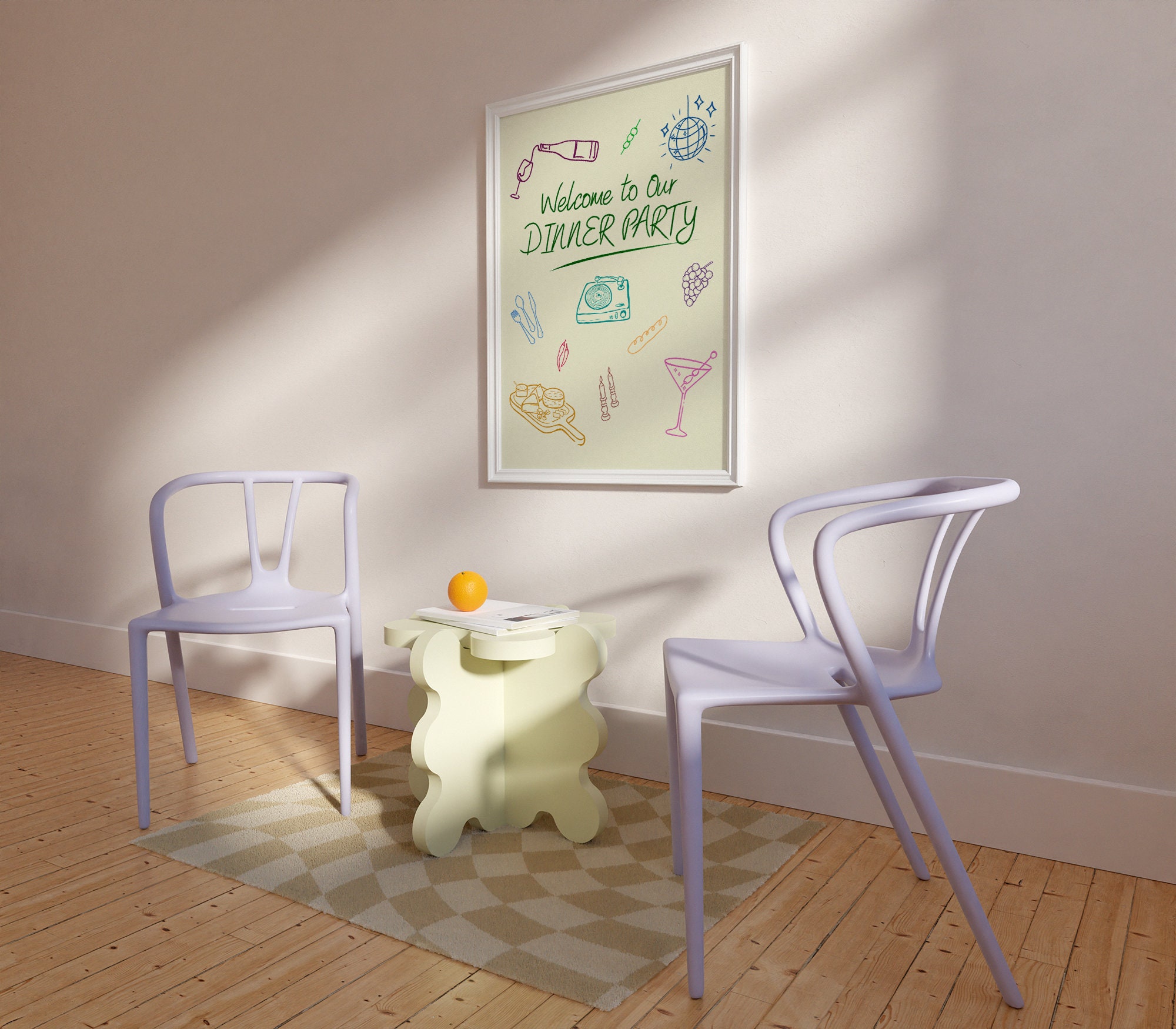 Dinner Party Poster, Dinner Party Print, Kitchen Wall Art, Food Print ...