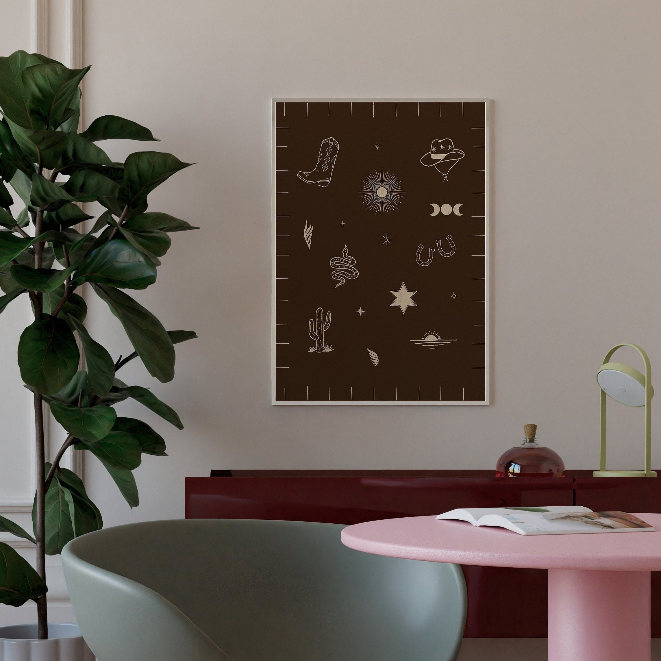 Western Theme Poster, Cowgirl Theme Poster, Wild West Wall Art, Desert ...