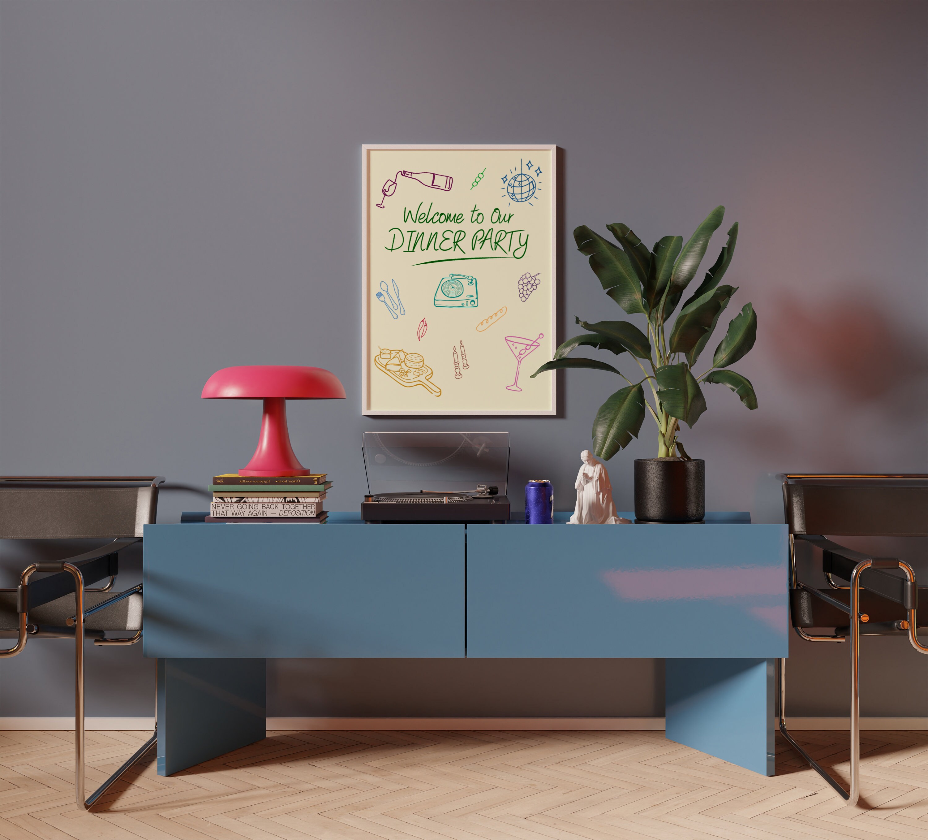 Dinner Party Poster, Dinner Party Print, Kitchen Wall Art, Food Print ...