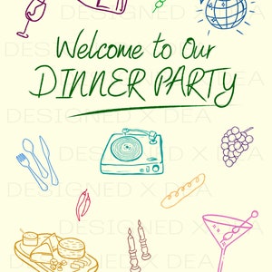 Dinner Party Poster, Dinner Party Print, Kitchen Wall Art, Food Print ...