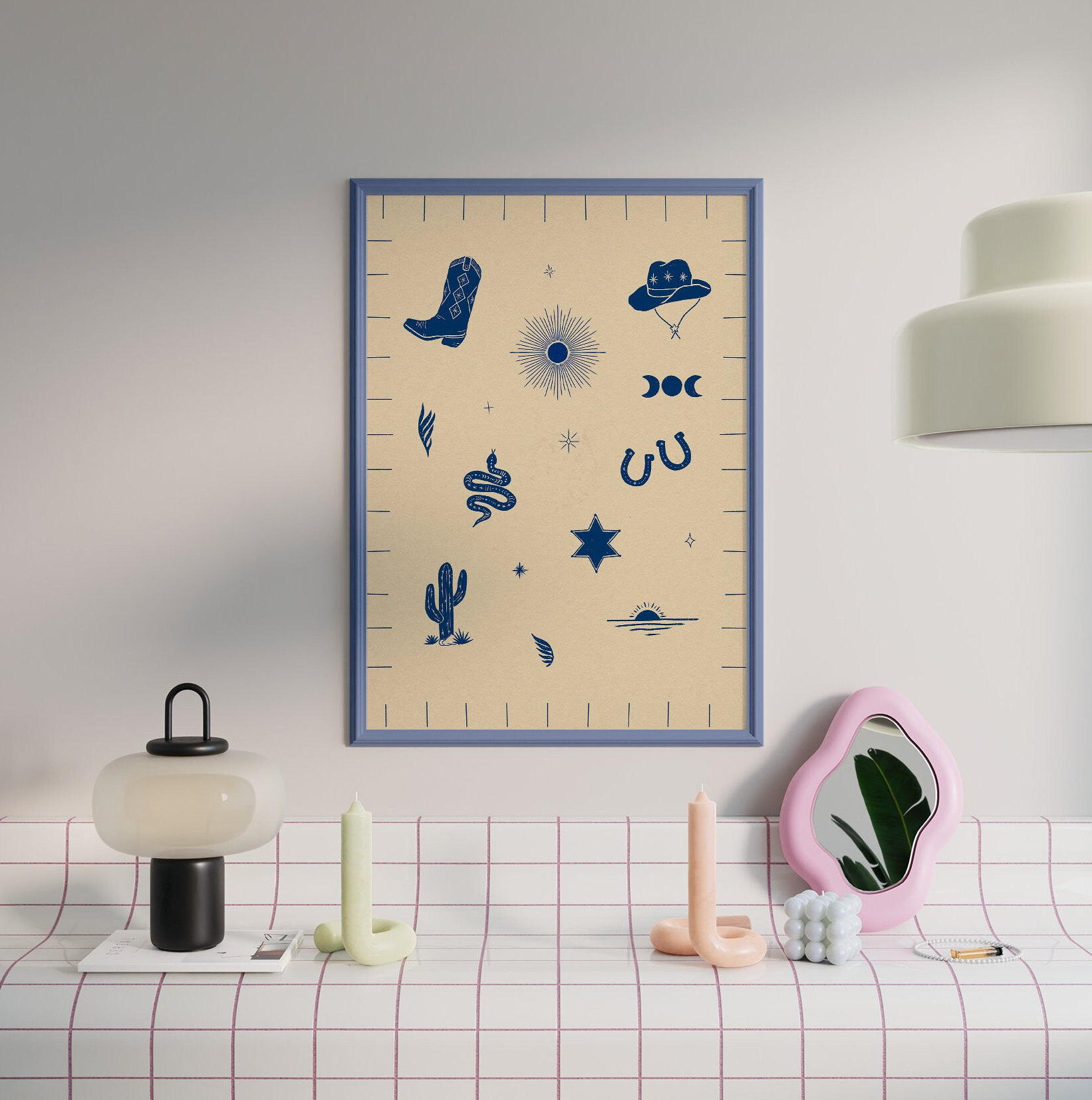 Western Theme Poster, Cowgirl Theme Poster, Wild West Wall Art, Desert ...