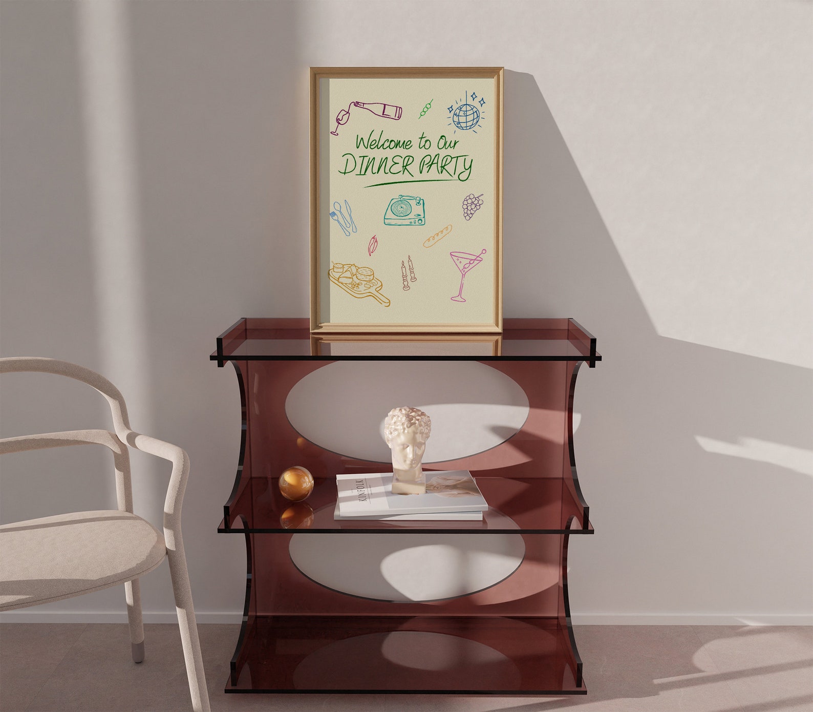 Dinner Party Poster, Dinner Party Print, Kitchen Wall Art, Food Print ...