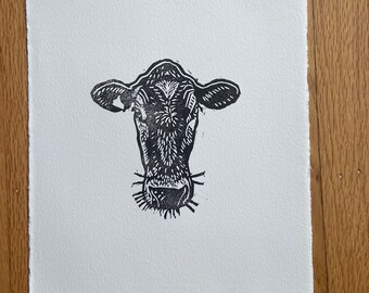 Cow Original Artwork Linocut Print - Etsy