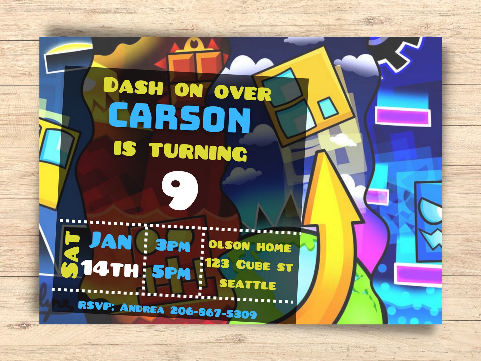 Geometry Dash Invitation / GD Invite / Geometry Dash Party / Video Game ...