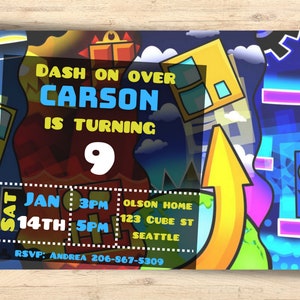 Geometry Dash Invitation / GD Invite / Geometry Dash Party / Video Game ...