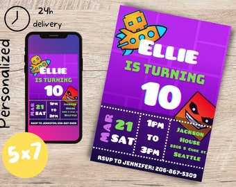 GEOMETRY DASH Birthday Invitation - Etsy