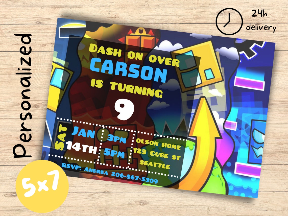 Geometry Dash Invitation / GD Invite / Geometry Dash Party / Video Game ...