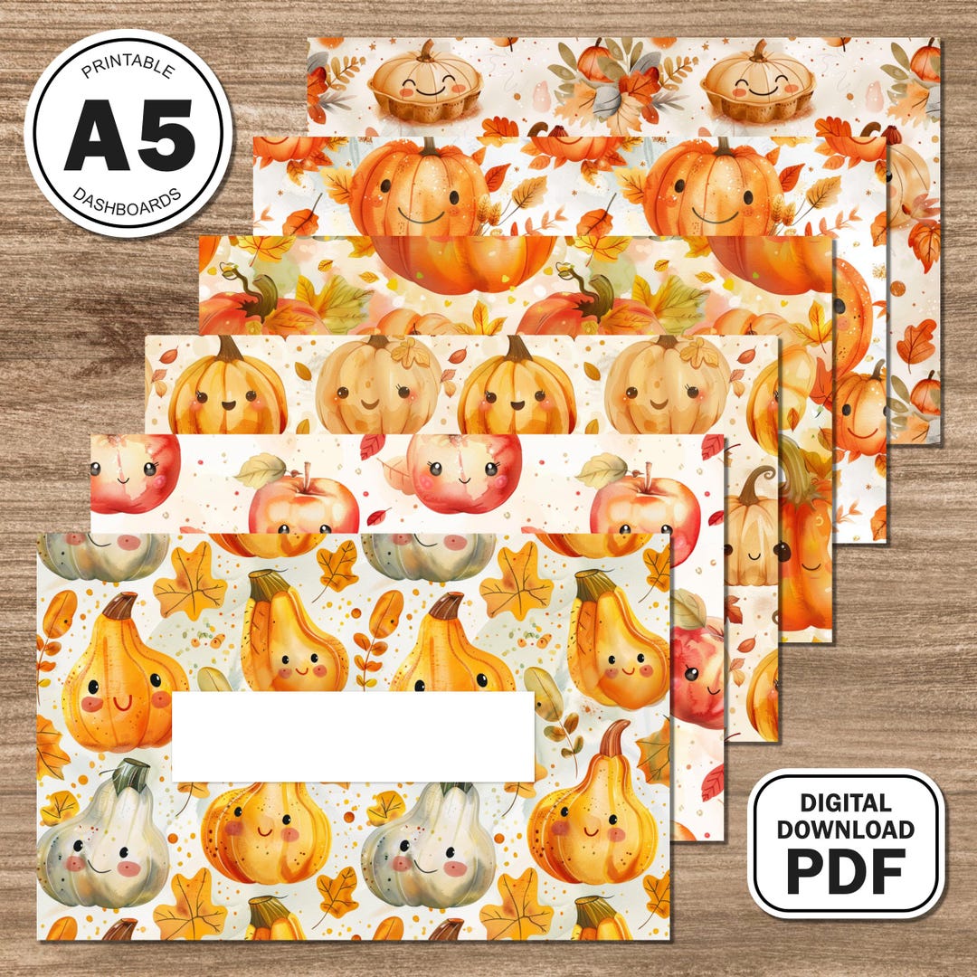 A5 Printable Dashboards | Kawaii Autumn | Budget Binder Envelope ...