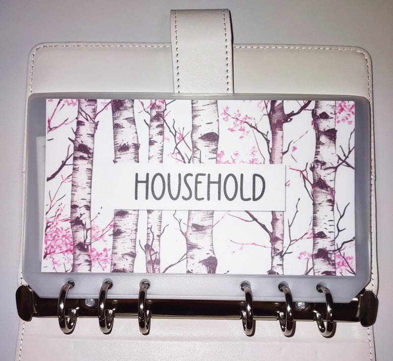 A6 Printable Dashboards Budget Binder Envelope Inserts Pink Birch Trees ...