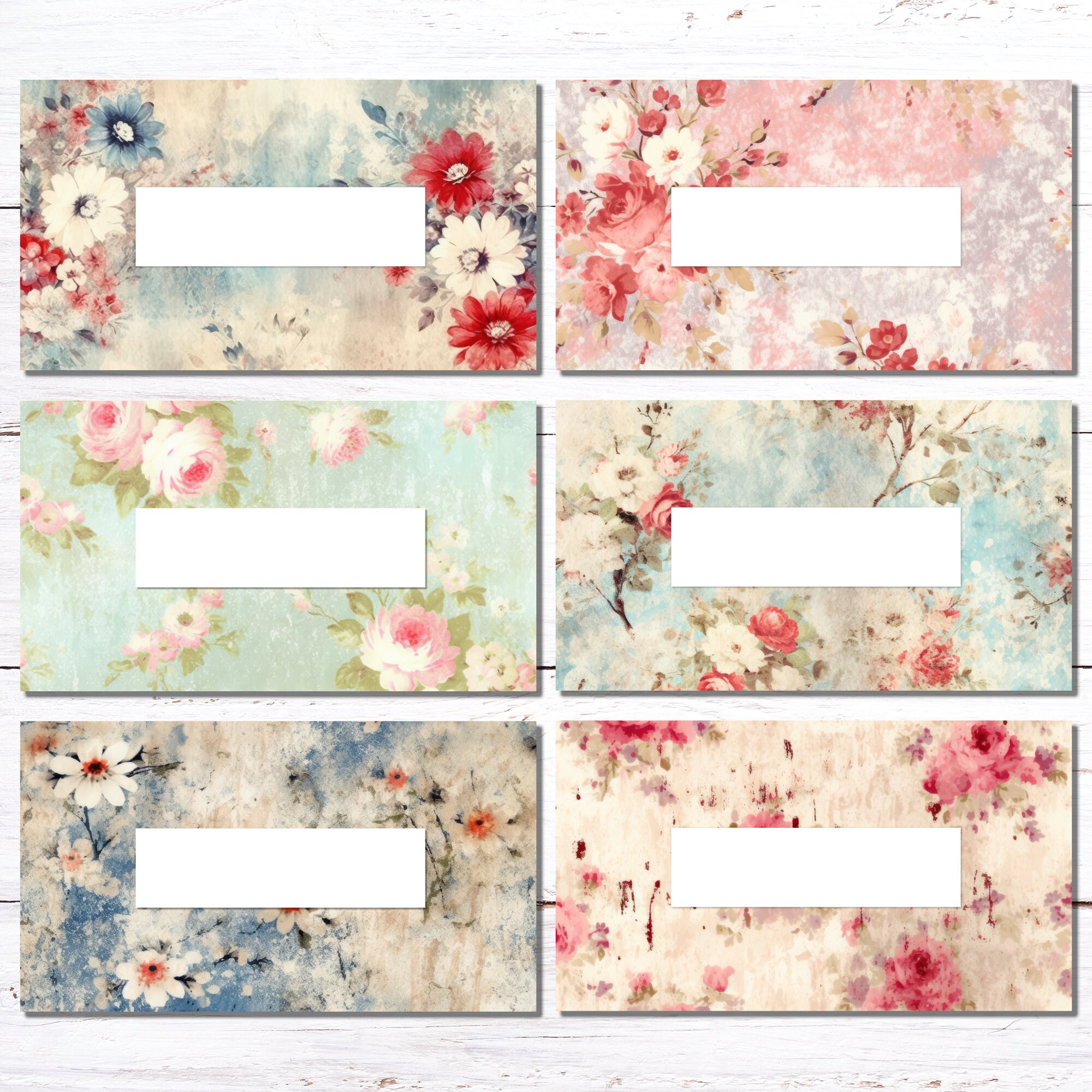 A6 | Budget Binder Envelope Inserts | Shabby Chic | Editable and Blank ...