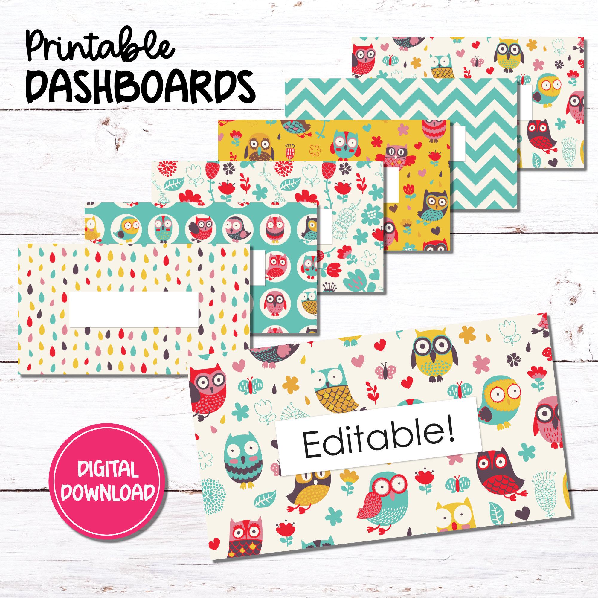 A6 Printable Dashboards Budget Binder Envelope Inserts Cute Owls ...