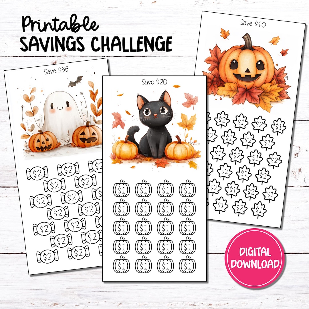 Halloween Savings Challenge Tracker | A6 Printable (PDF Digital ...