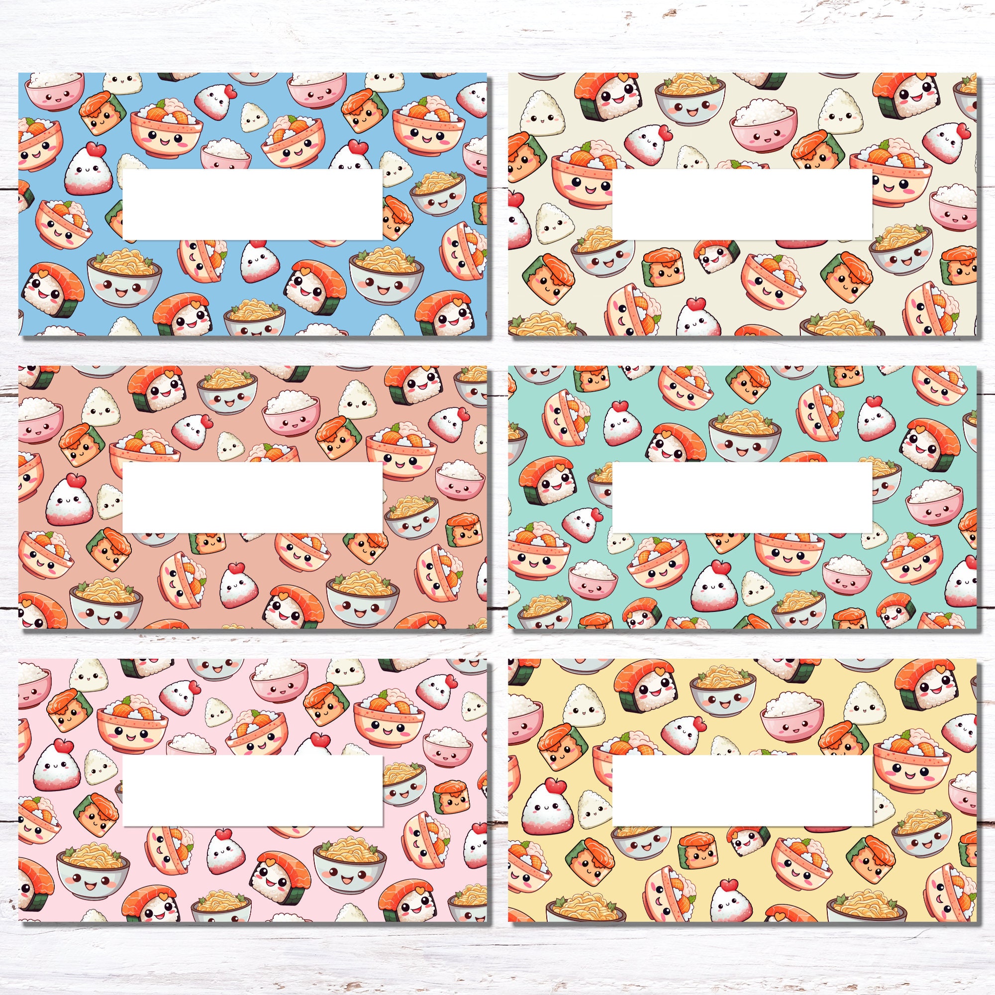 A6 Printable Dashboards Budget Binder Envelope Inserts Kawaii Sushi ...