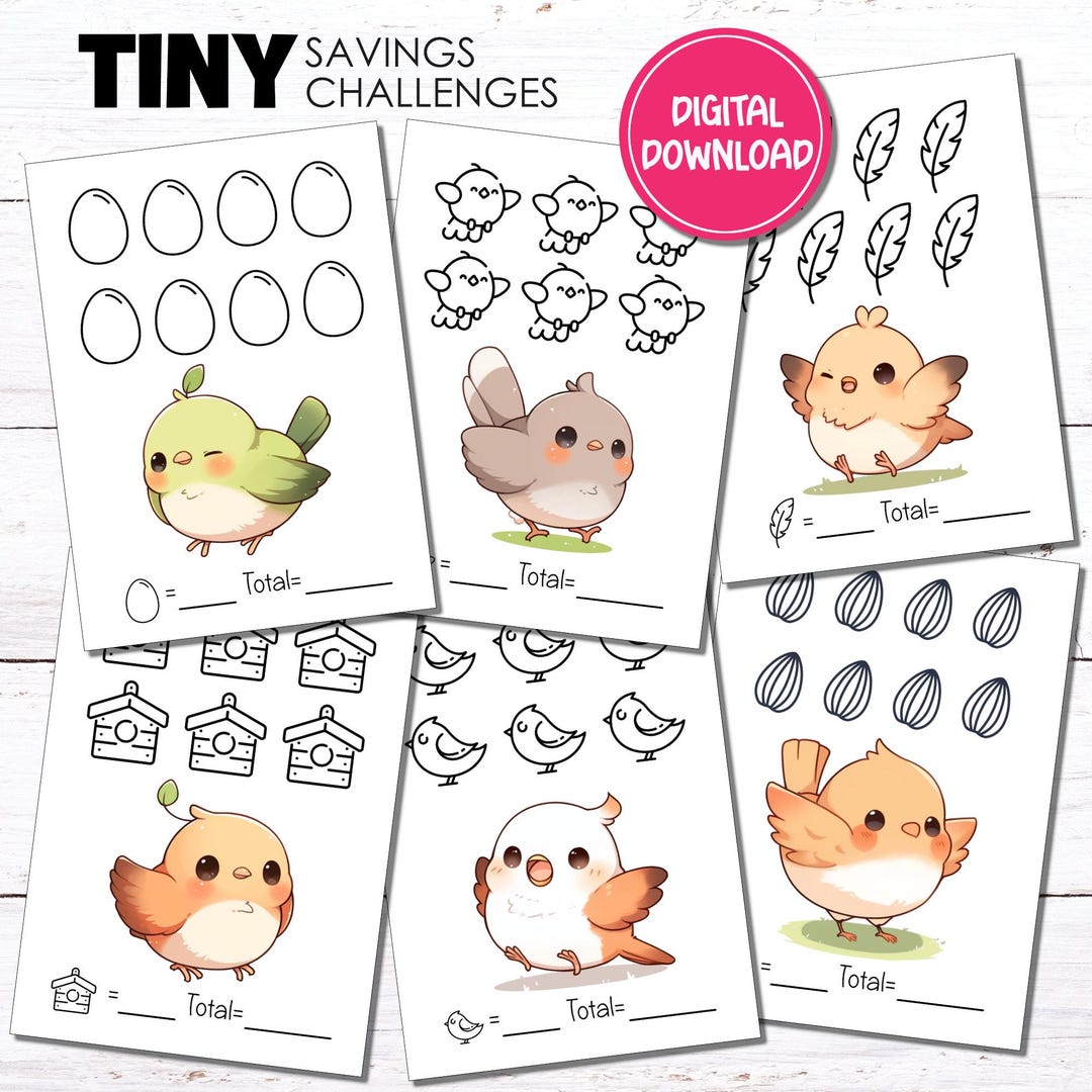 Birds Tiny Savings Challenge | Printable Tracker (PDF Digital Download ...