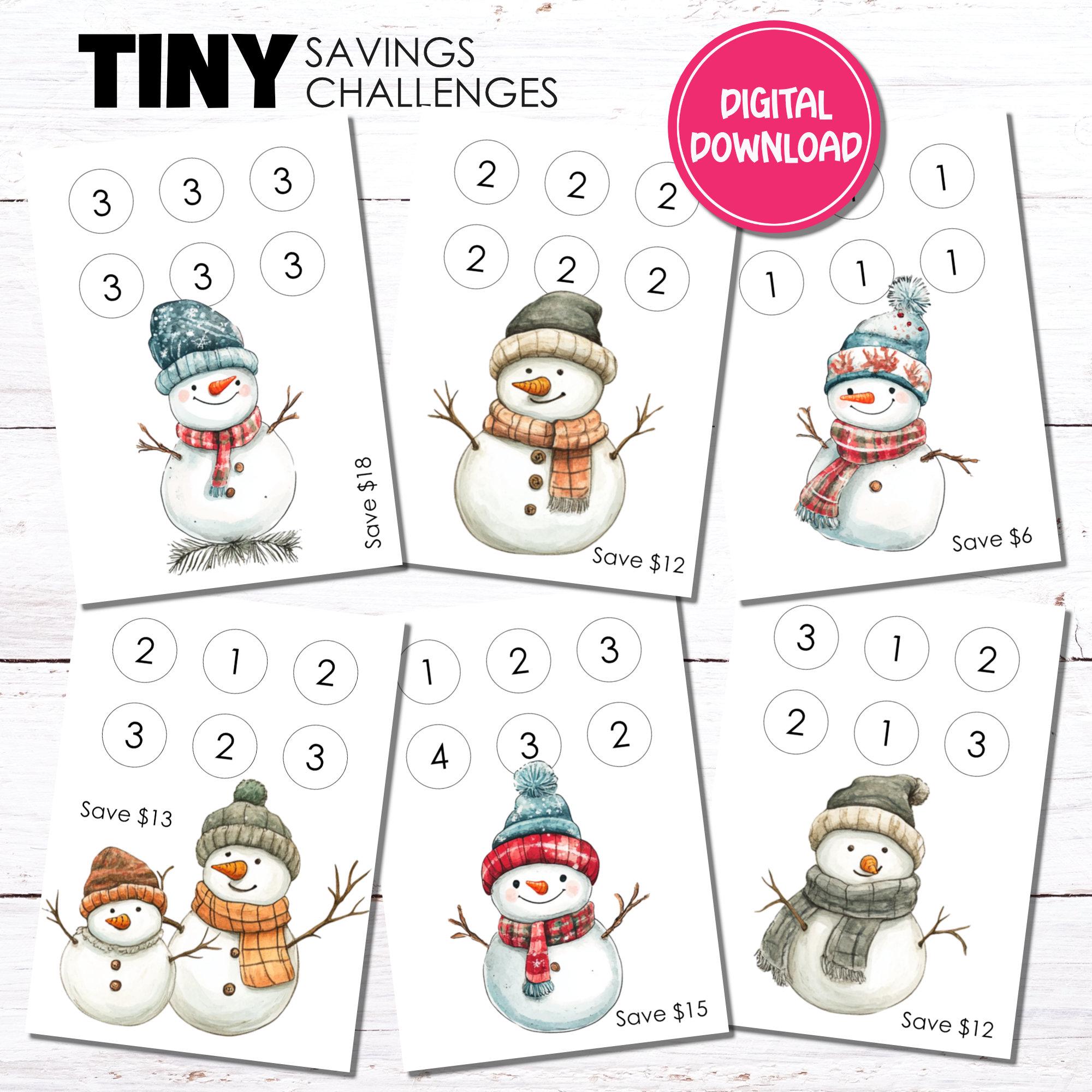Snowmen Tiny Savings Challenge Tracker | Low Income Printable (PDF ...