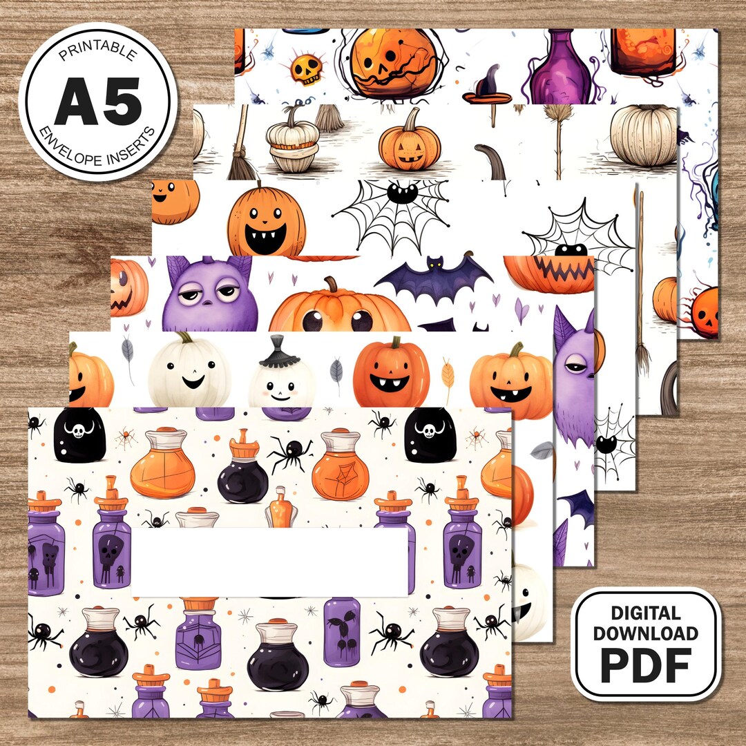 A5 | Halloween 1 | Budget Binder Envelope Inserts | Editable and Blank ...