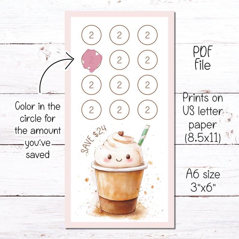 Coffee Savings Challenge Tracker | A6 Mini Printable (PDF Digital ...