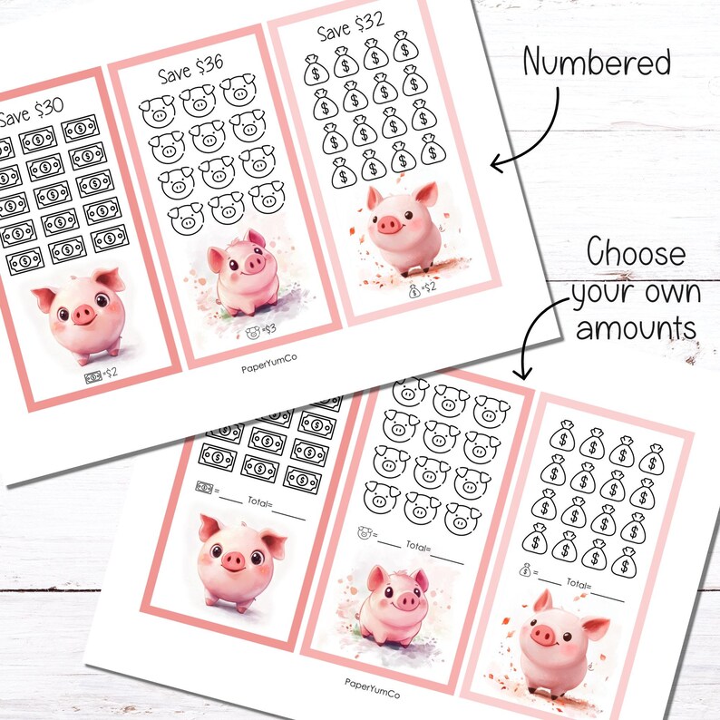 Piggy Savings Challenge Tracker | Set of 3 (PDF Digital Download) - Etsy