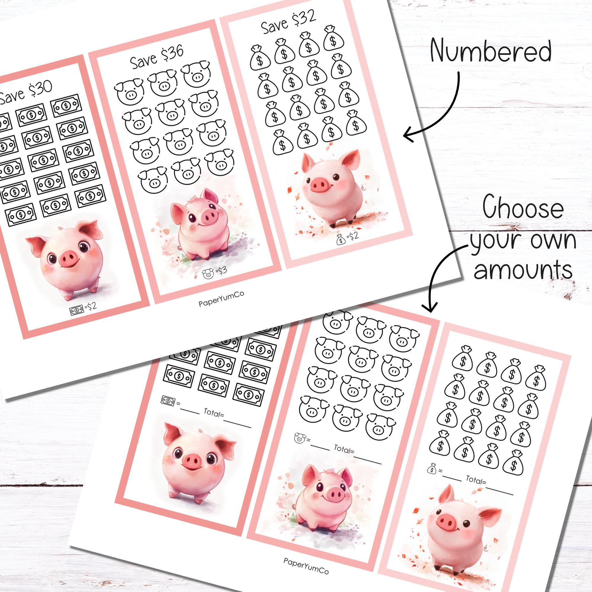 Piggy Savings Challenge Tracker | Set of 3 (PDF Digital Download) - Etsy