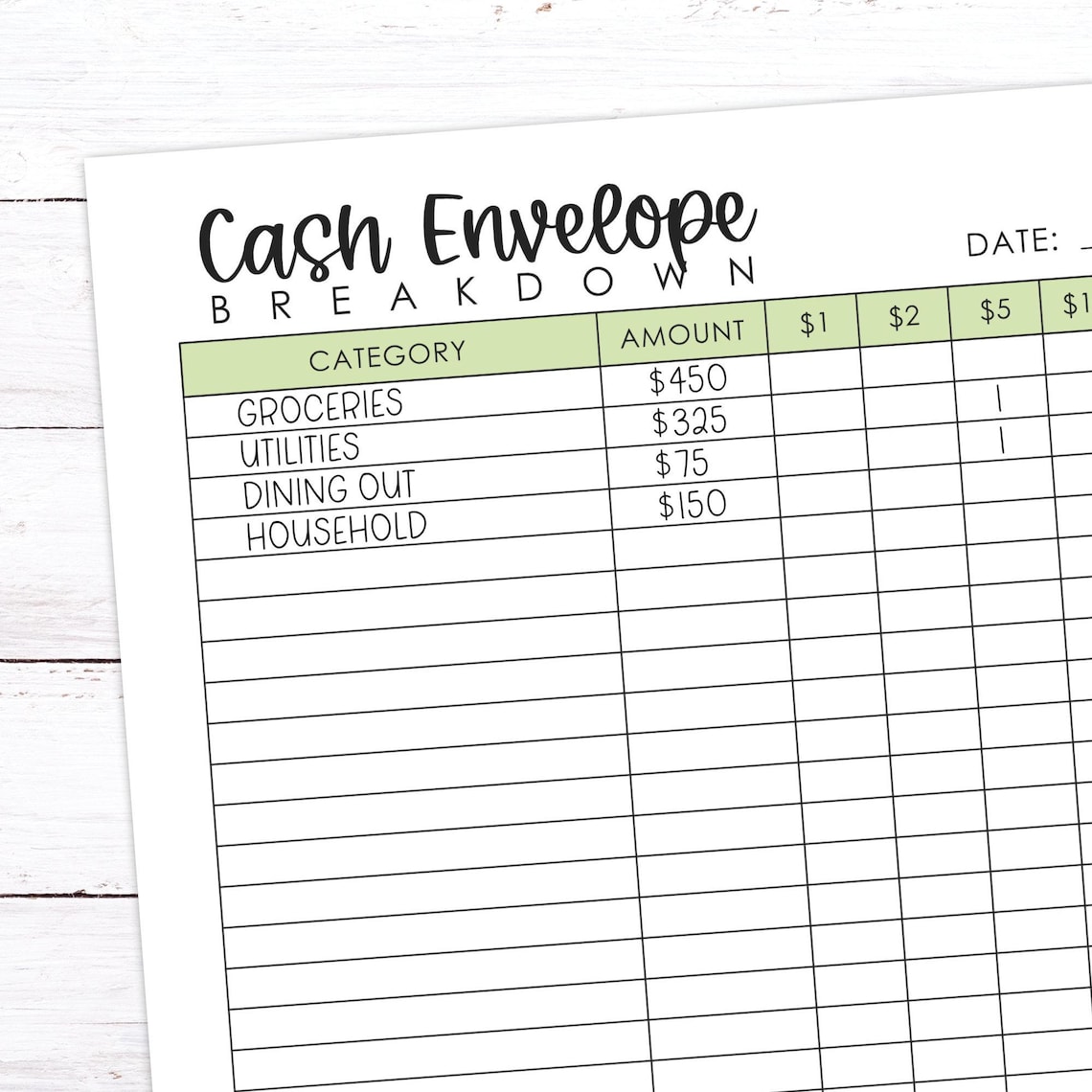 Printable Cash Envelope Breakdown Sheet | Cash Stuffing | Budget ...