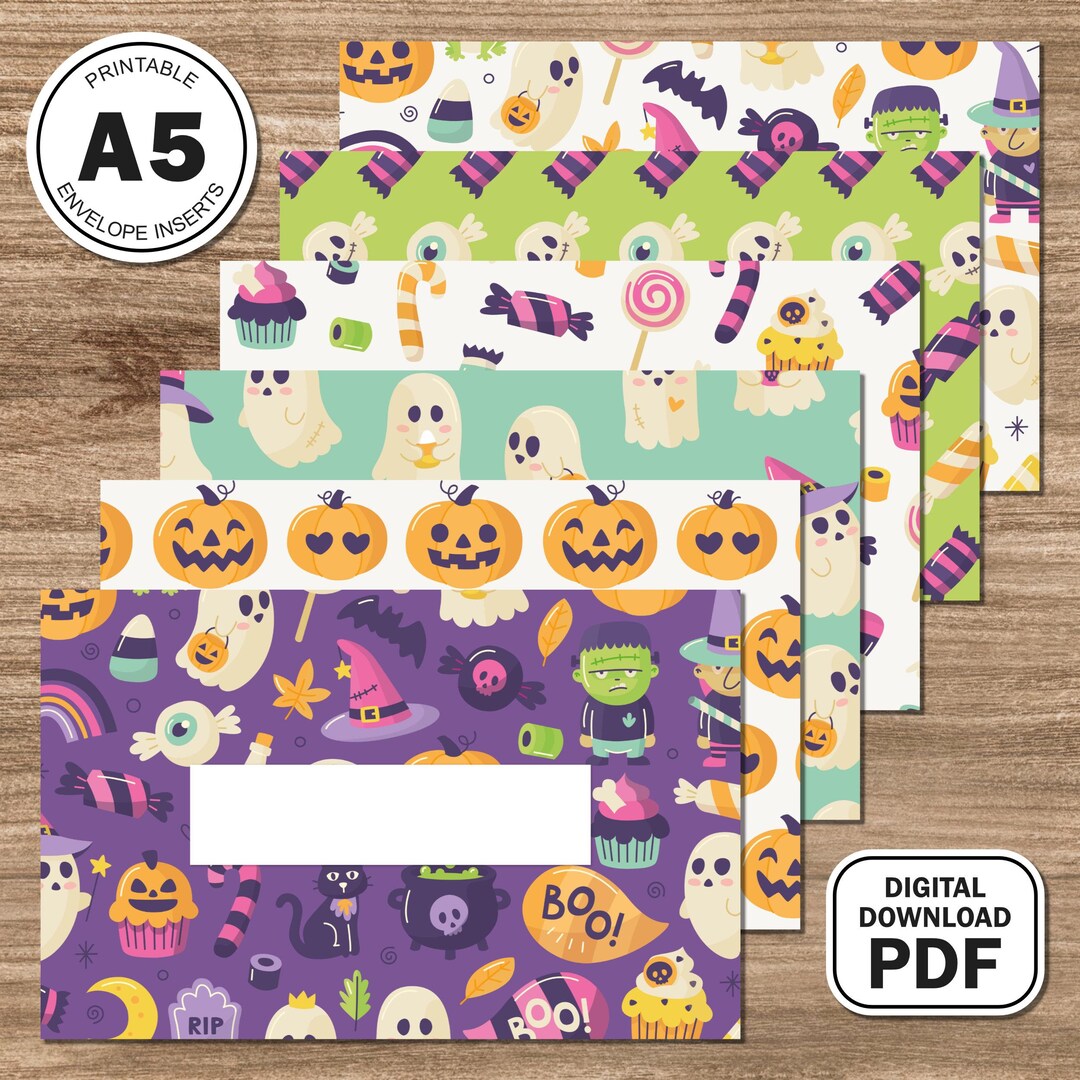 A5 | Halloween 2 | Budget Binder Envelope Inserts | Editable and Blank ...