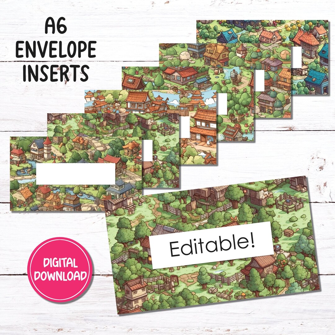 A6 | Budget Binder Envelope Inserts | Anime Villages Print | Editable ...