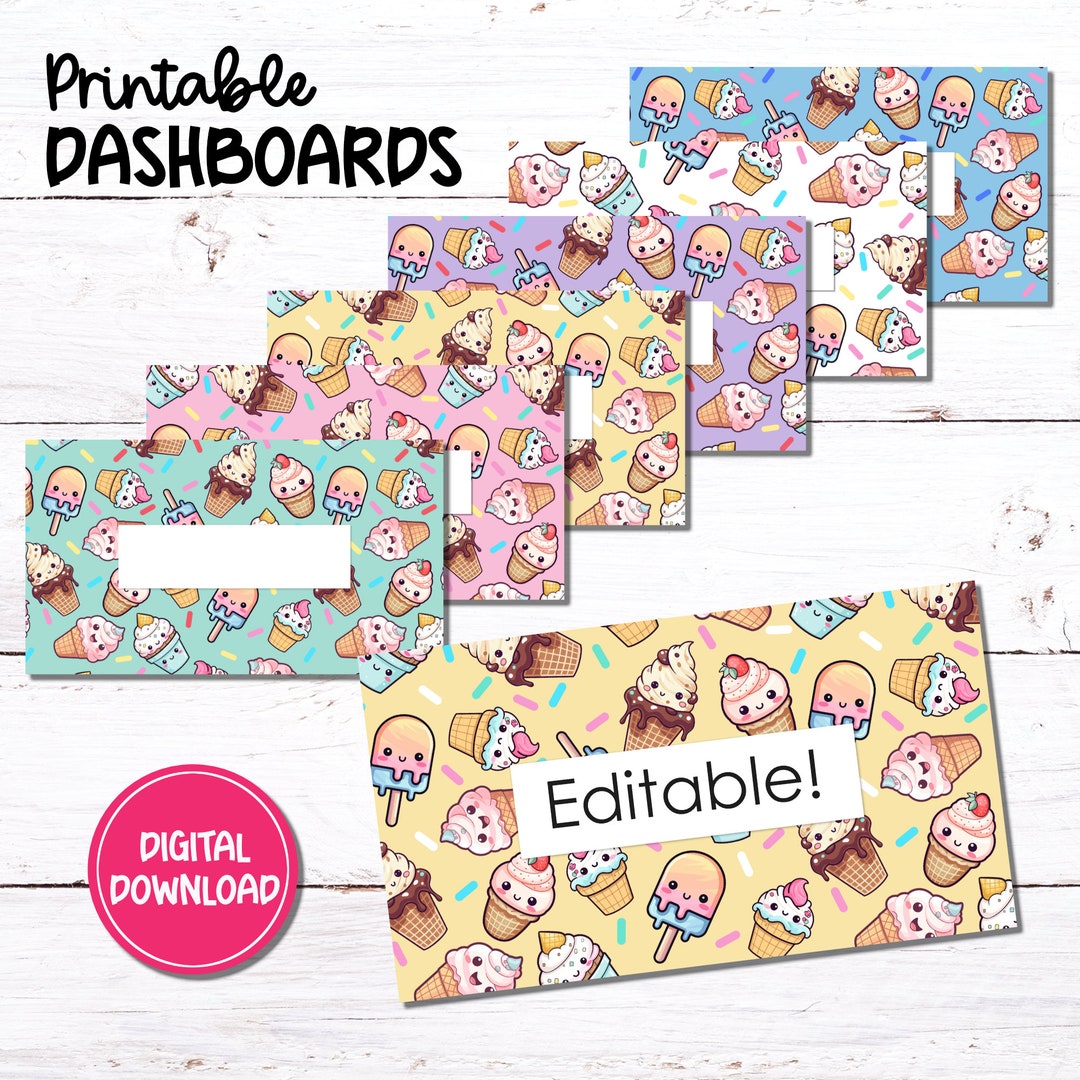 A6 Printable Dashboards | Budget Binder Envelope Inserts | Kawaii Ice ...