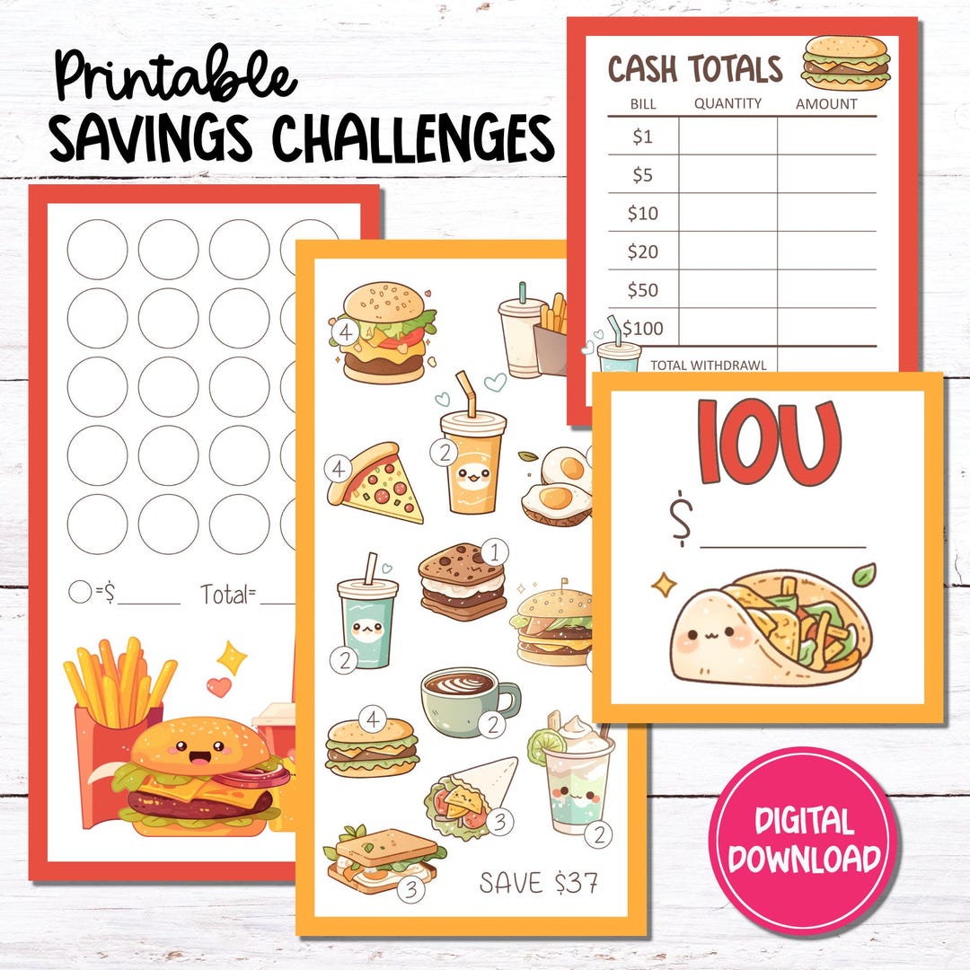 Printable A6 Mini Savings Challenge Tracker | Fast Food | Low Income ...