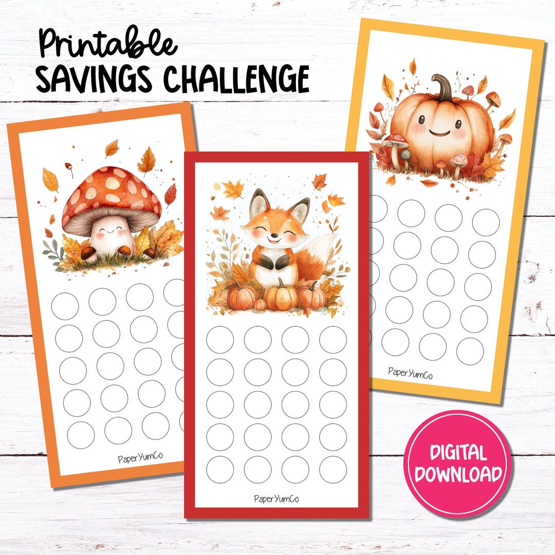 Autumn Savings Challenge Tracker | A6 Mini Printable (PDF Digital ...